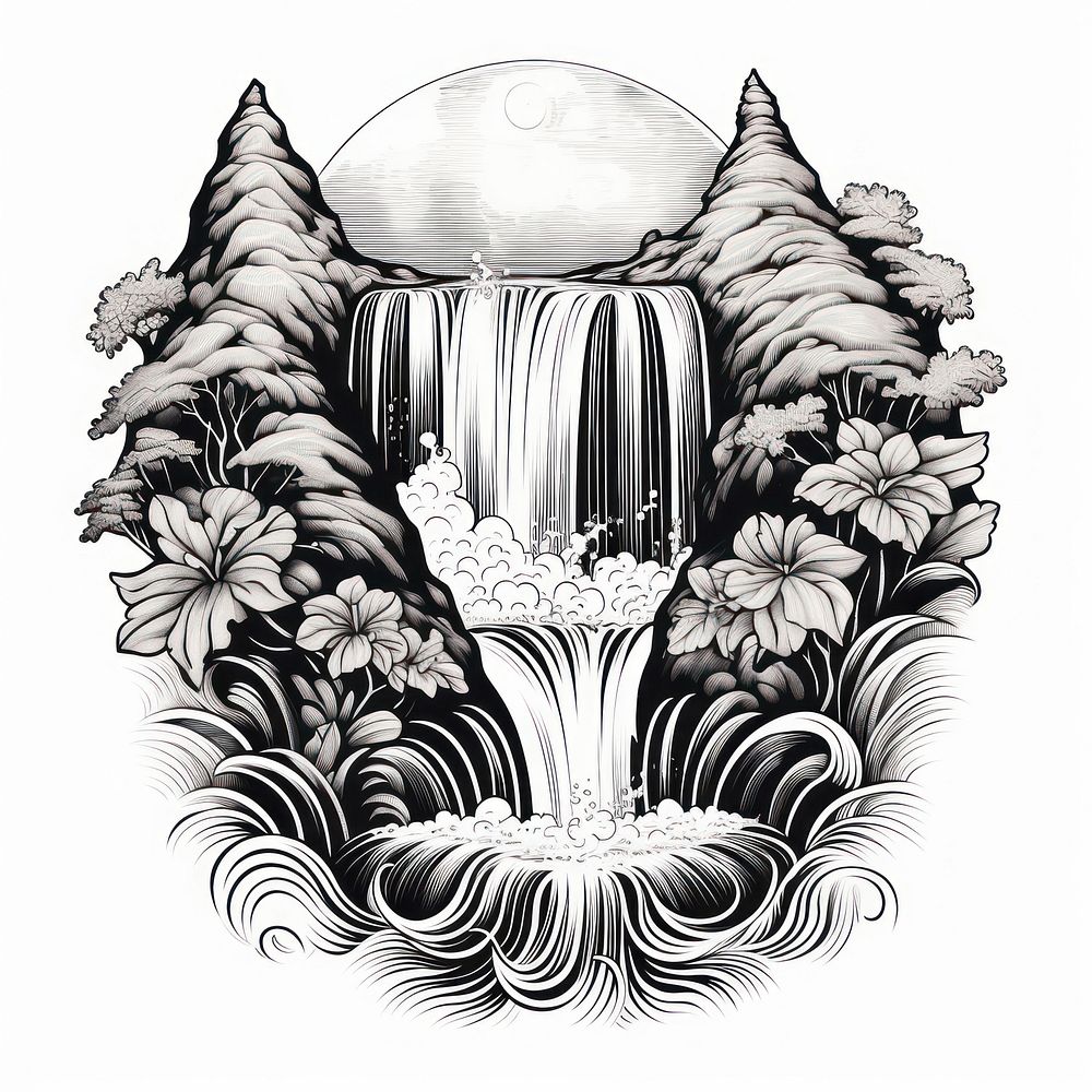 Waterfall pattern drawing sketch. | Free Photo Illustration - rawpixel