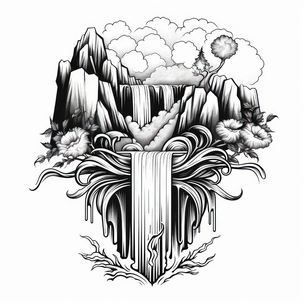 Waterfall pattern drawing sketch. | Free Photo Illustration - rawpixel