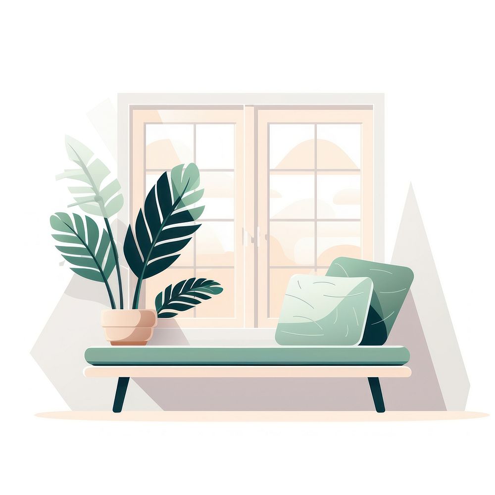 Window flat vector illustration furniture | Premium Photo Illustration ...