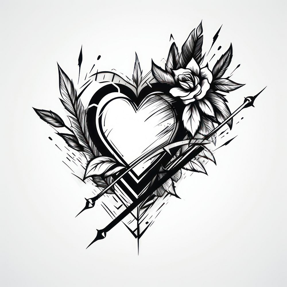 Arrow heart drawing sketch white. | Premium Photo Illustration - rawpixel