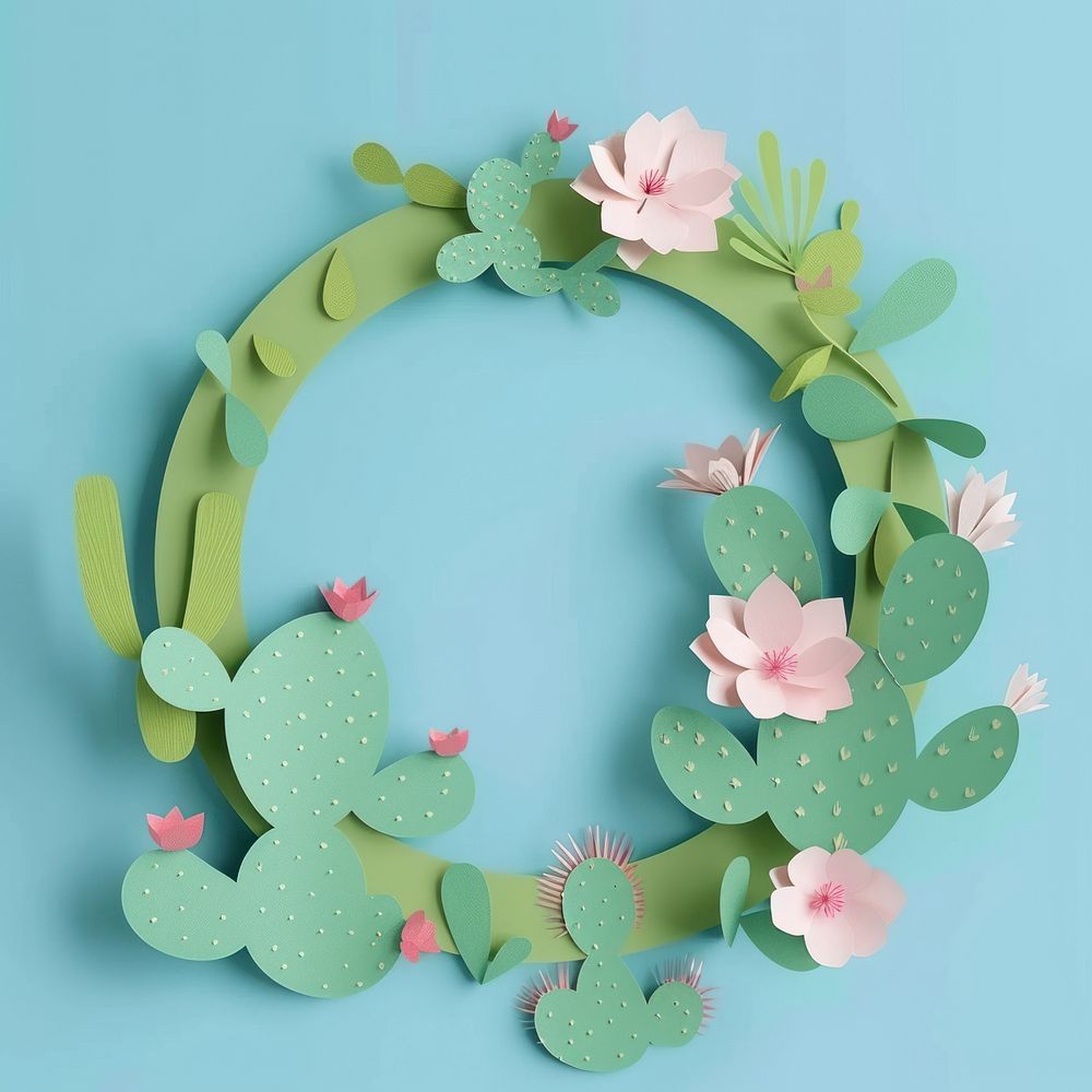 Cactus circle border art flower | Premium Photo - rawpixel