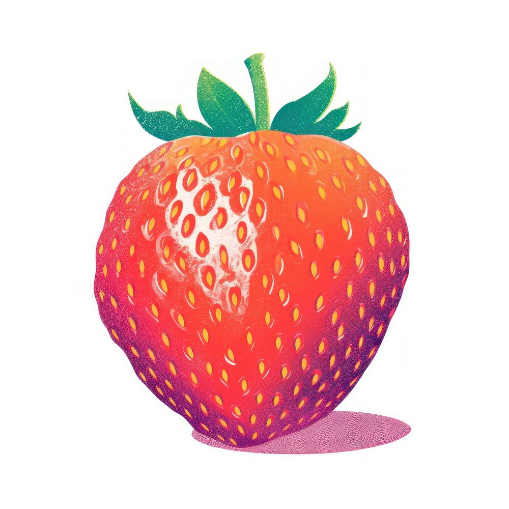 Berry Risograph style strawberry fruit | Premium Photo Illustration ...
