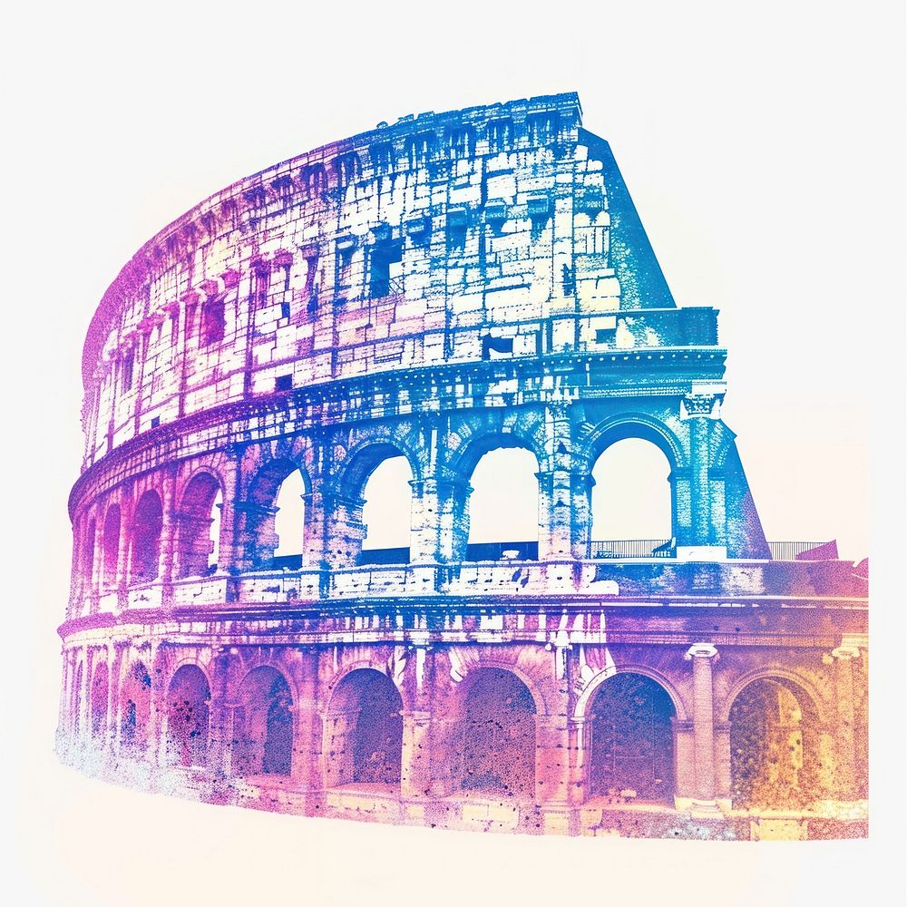 Colosseum Risograph style architecture amphitheater | Free Photo ...