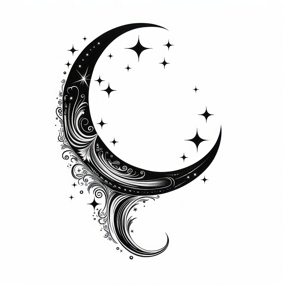 Crescent moon pattern black calligraphy. | Free Photo Illustration ...