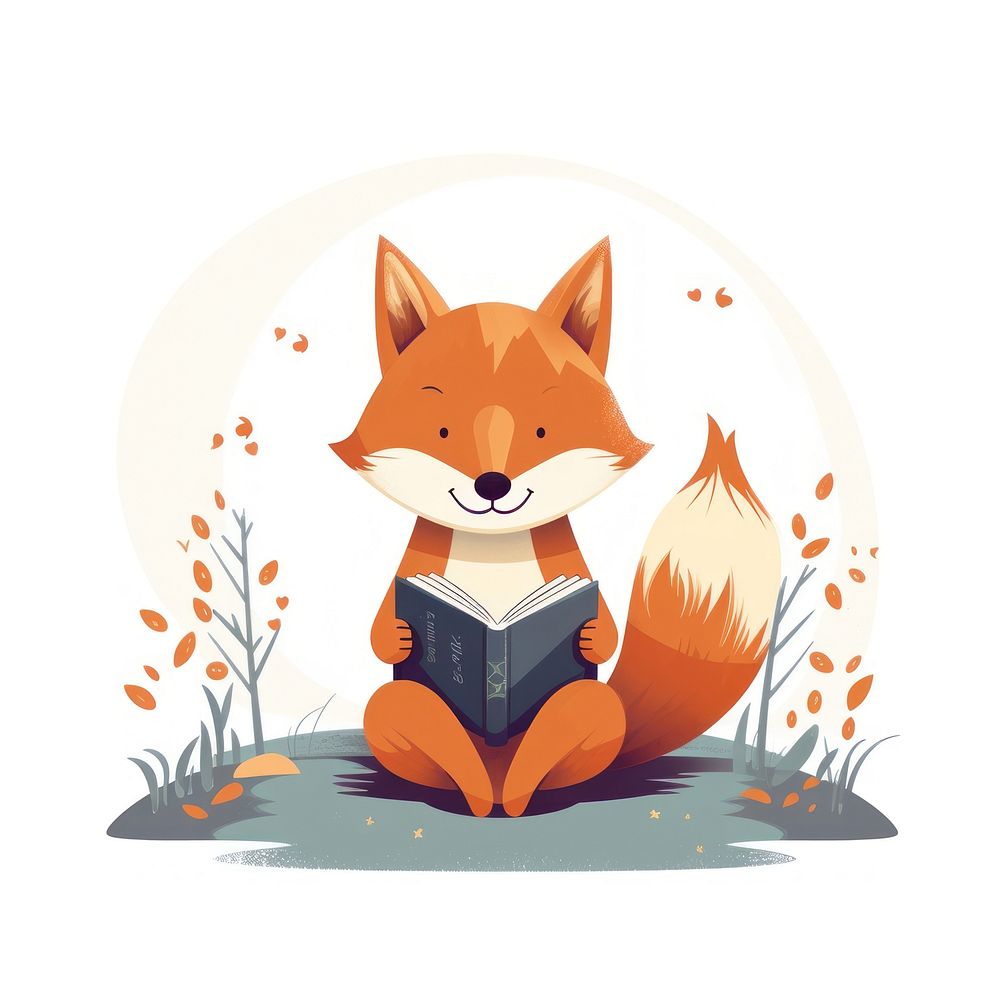 Fox reading book vector illustration | Premium Photo Illustration ...