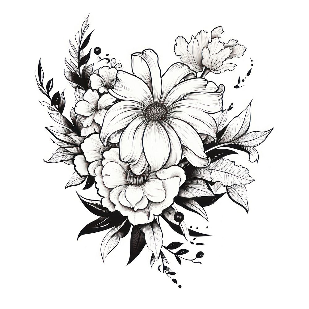 Flowers pattern drawing sketch. | Free Photo Illustration - rawpixel