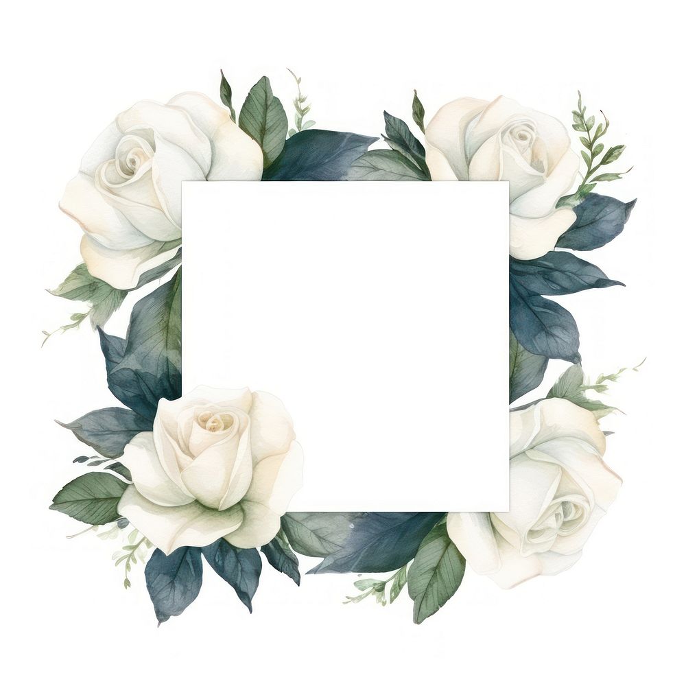 White rose frame pattern flower | Premium Photo Illustration - rawpixel