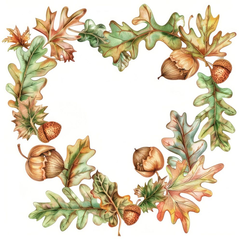 Acorns border watercolor vegetable plant | Premium Photo Illustration ...