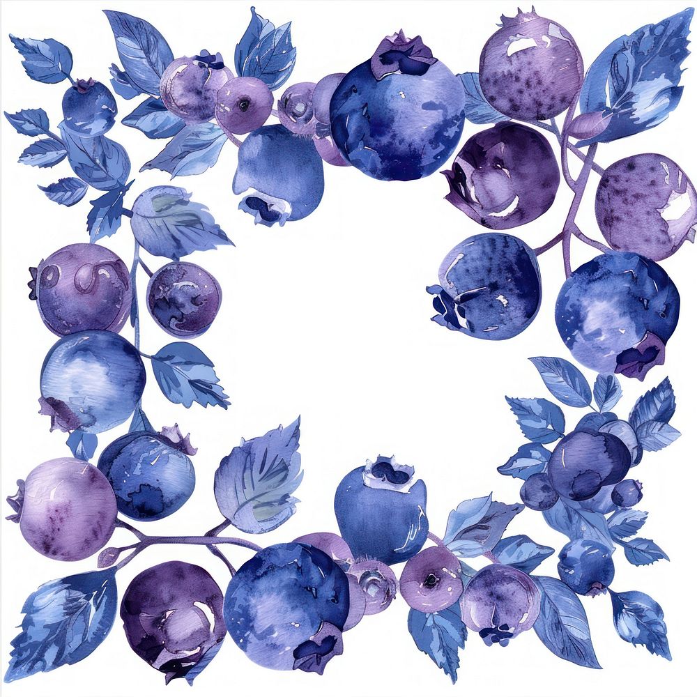 Blueberry border watercolor fruit plant | Free Photo Illustration ...