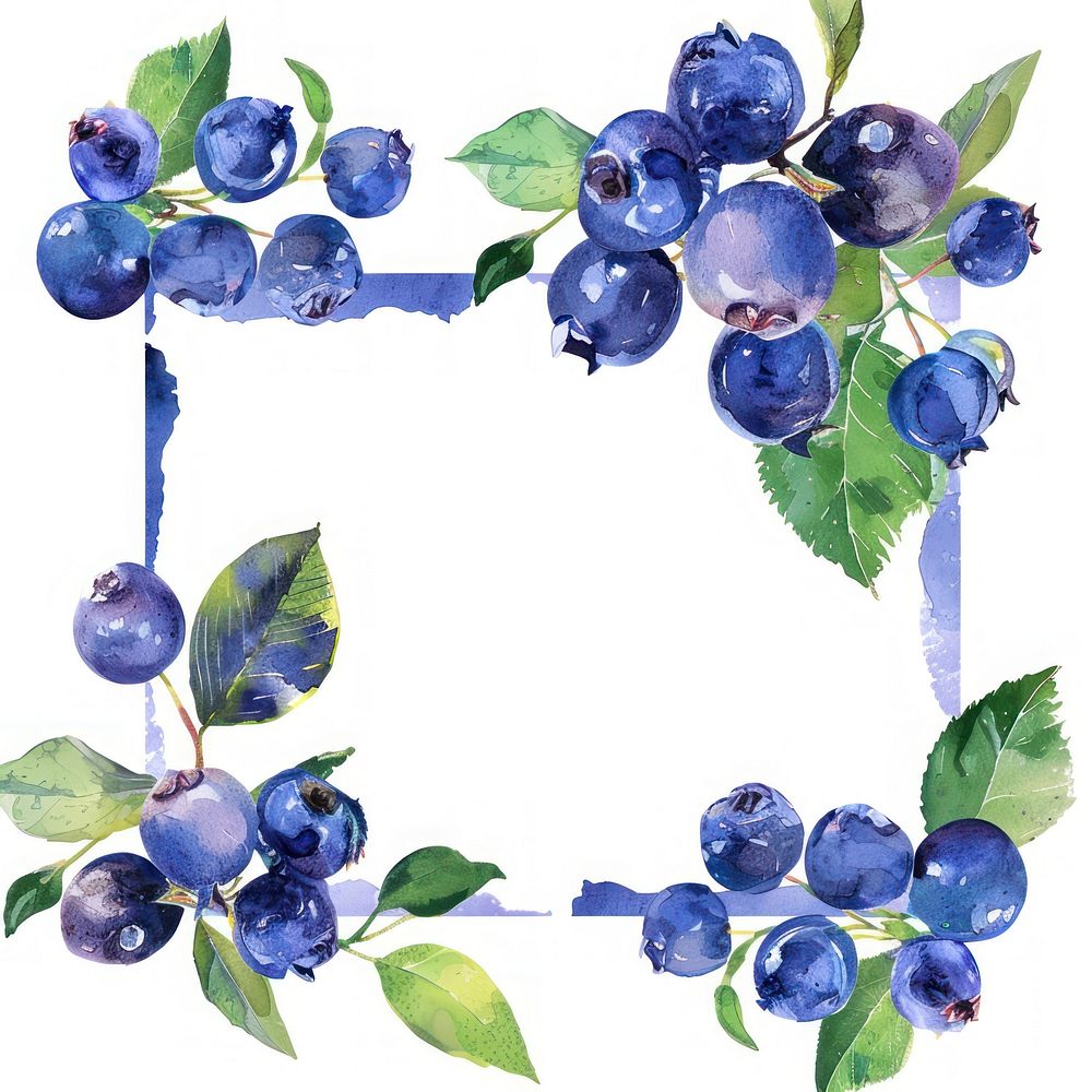 Blueberry border watercolor fruit plant | Free Photo Illustration ...