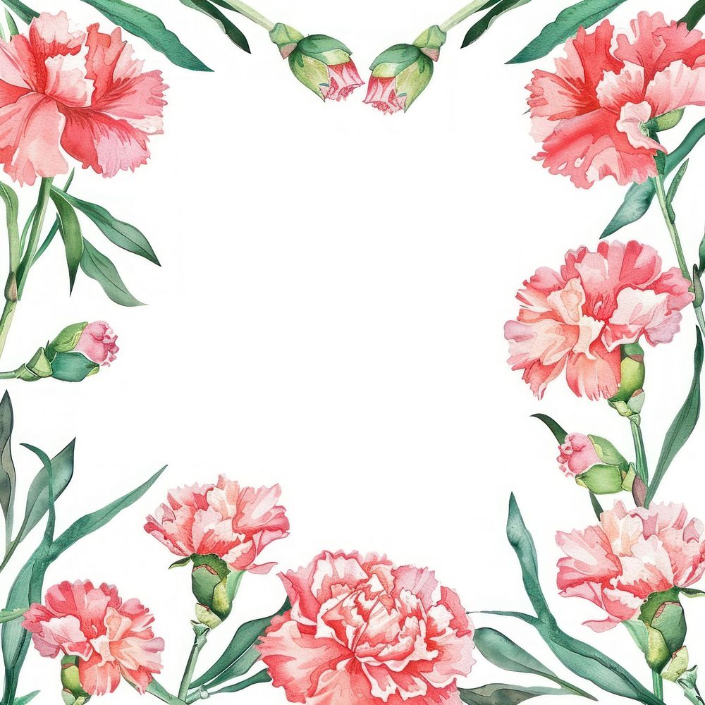 Carnation flowers border watercolor backgrounds | Free Photo ...