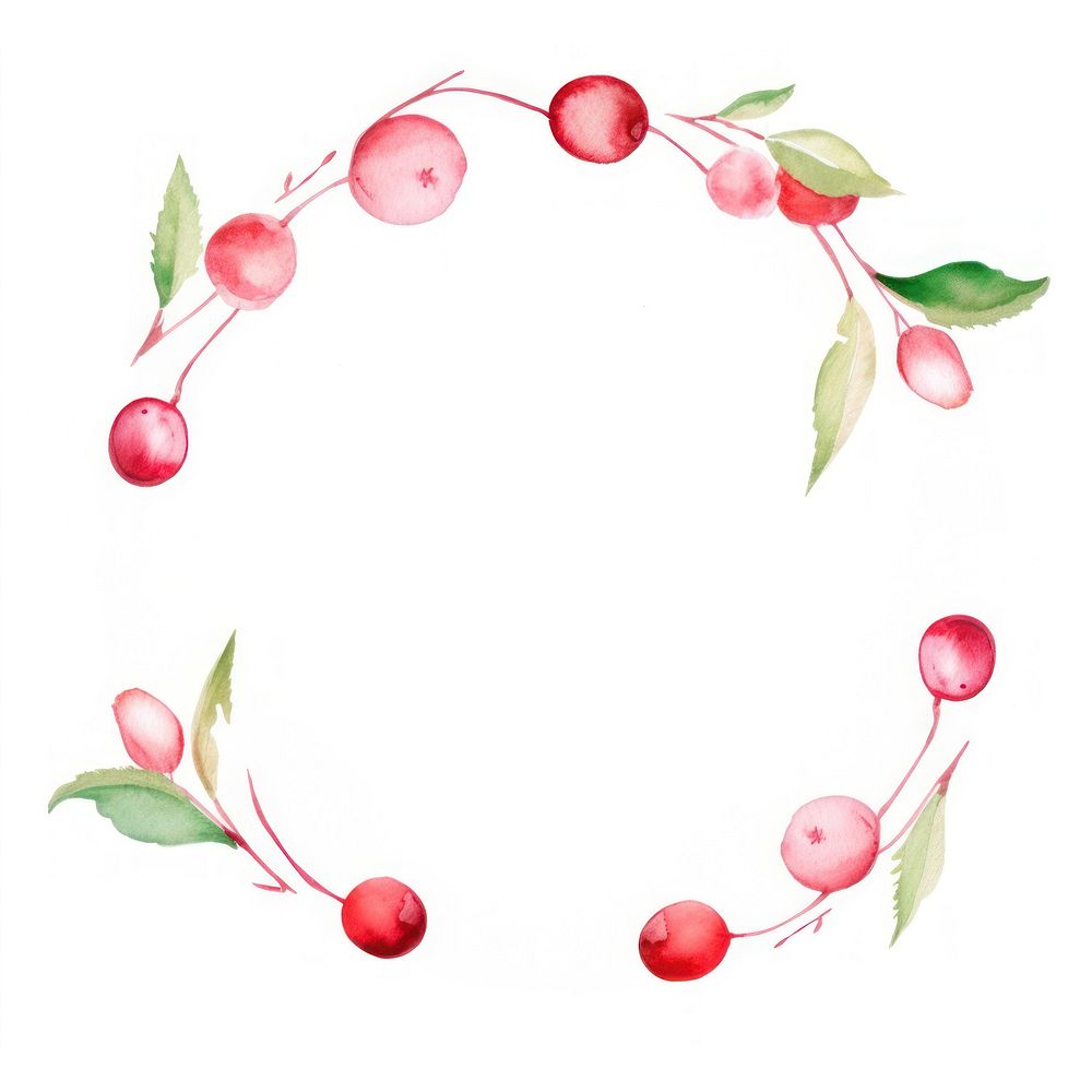 Cherry circle border watercolor radish | Free Photo Illustration - rawpixel