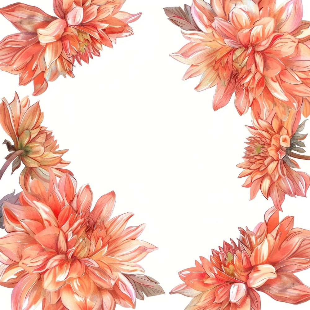 Dahlia flowers border watercolor backgrounds | Free Photo Illustration ...