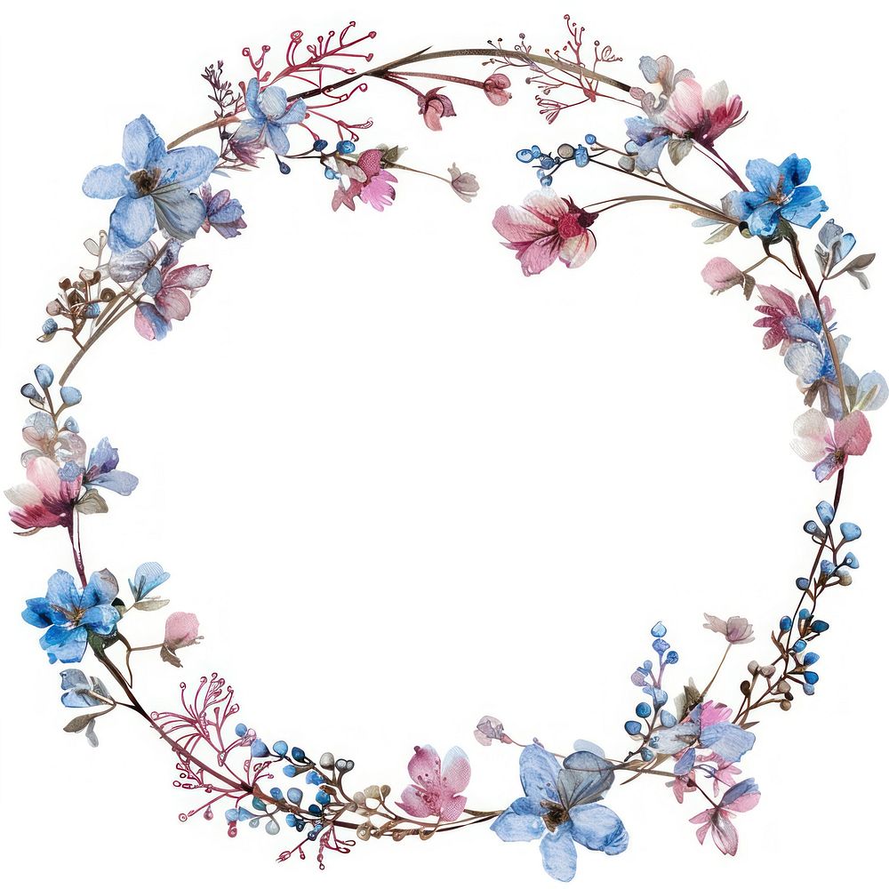 Flower wreath border watercolor blossom | Premium Photo Illustration ...