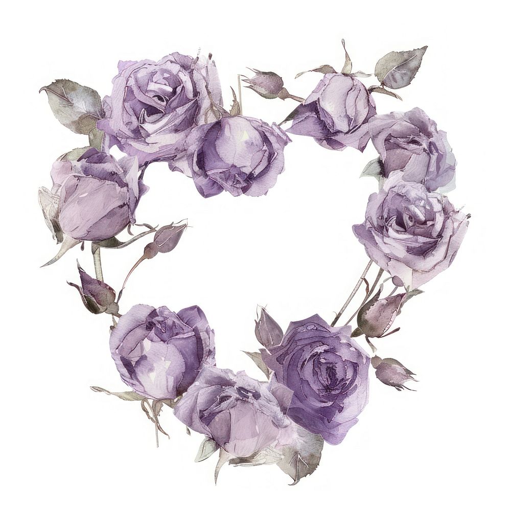 Lilac rose border watercolor flower | Free Photo Illustration - rawpixel