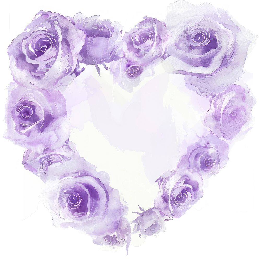 Lilac rose border watercolor flower | Free Photo Illustration - rawpixel