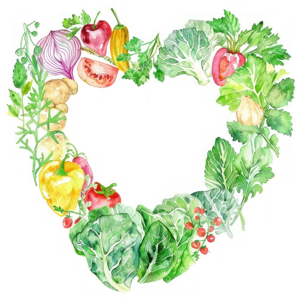 Salad border watercolor vegetable plant | Free Photo Illustration ...