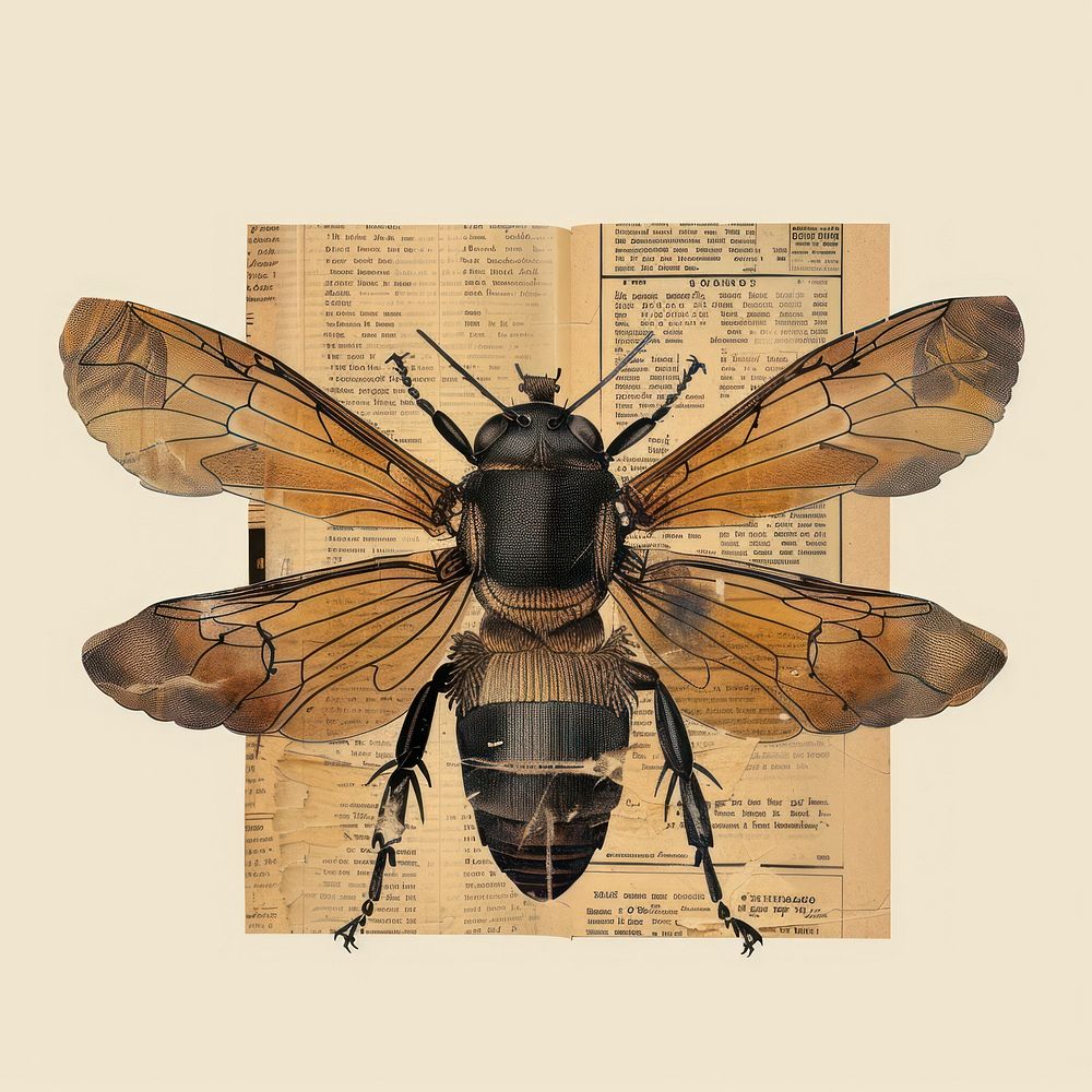 Ephemera paper bee insect animal | Free Photo Illustration - rawpixel