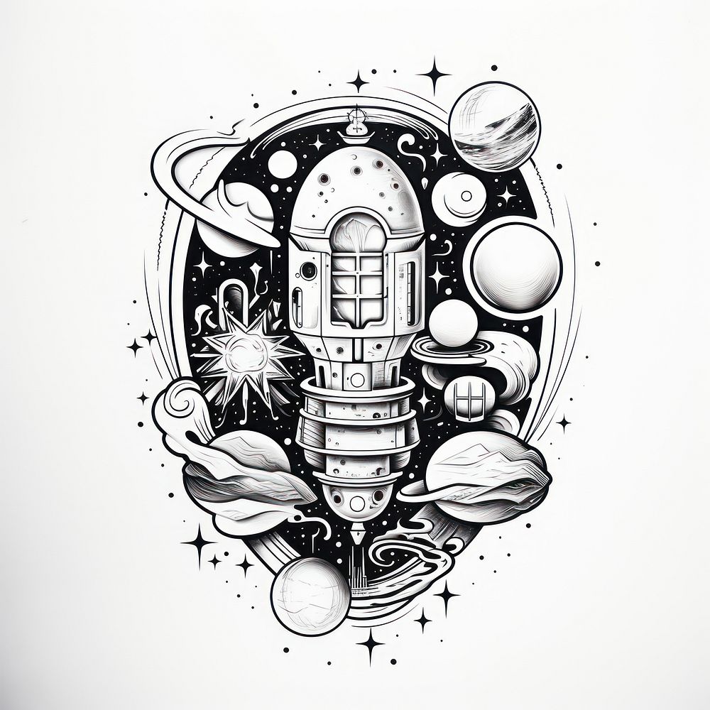 Space themed drawing sketch illustrated. | Free Photo Illustration ...