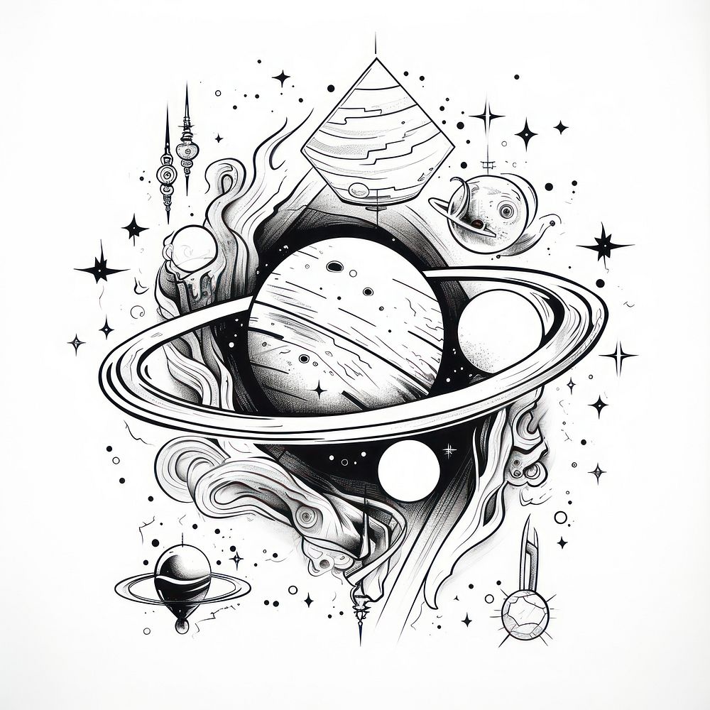 Space themed drawing sketch illustrated. | Free Photo Illustration ...