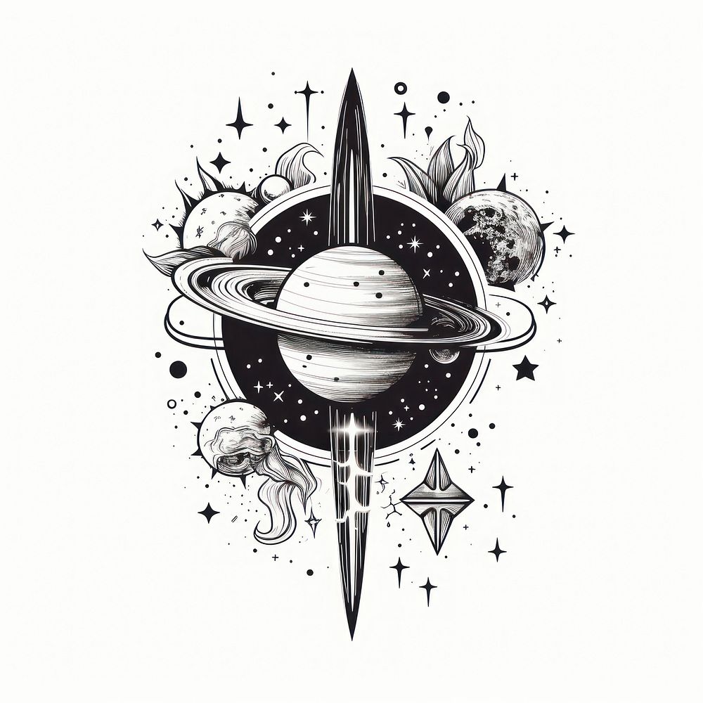 Space themed astronomy drawing sketch. | Free Photo Illustration - rawpixel