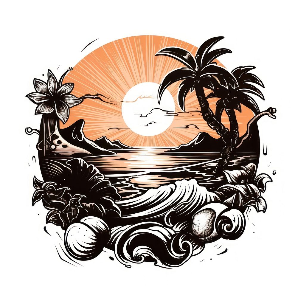 Sunset outdoors drawing sketch. | Free Photo Illustration - rawpixel