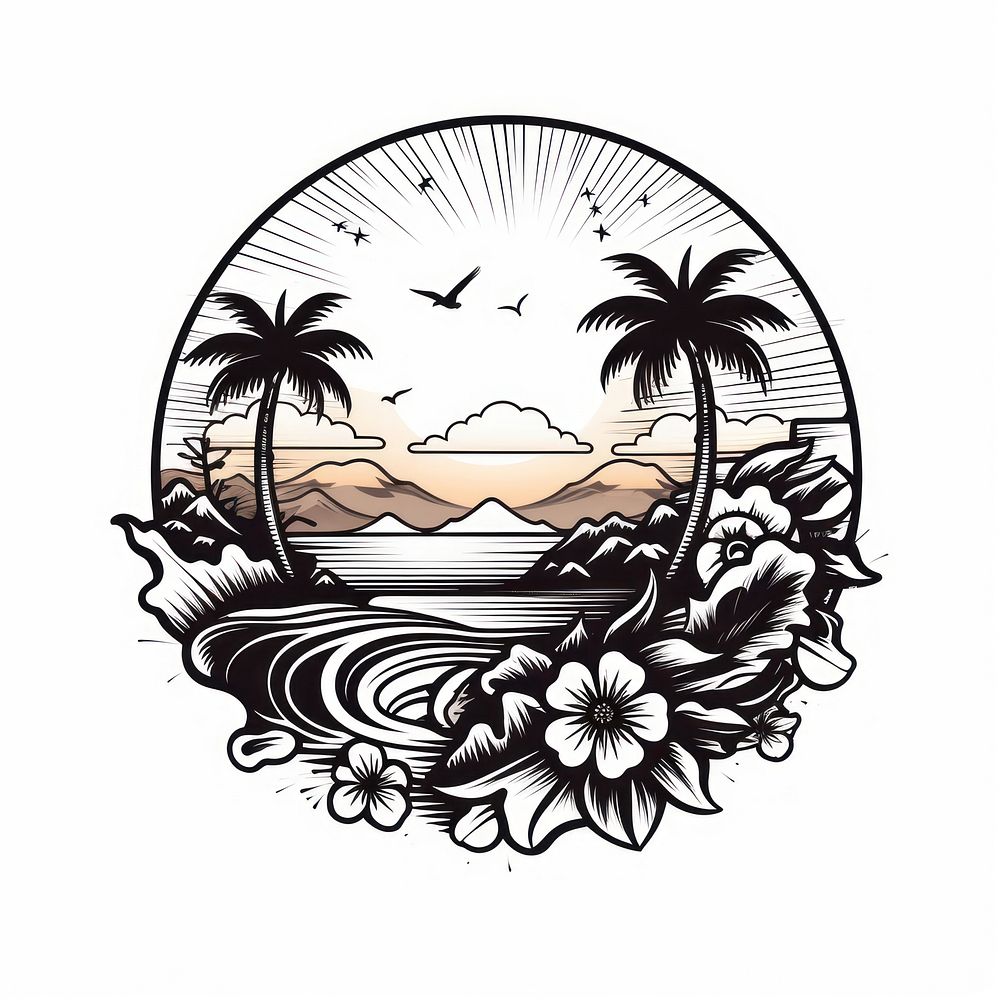 Sunset outdoors drawing sketch. | Free Photo Illustration - rawpixel