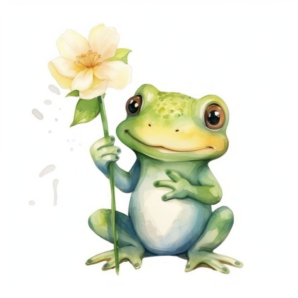 Frog hugging flower animal amphibian | Free Photo Illustration - rawpixel