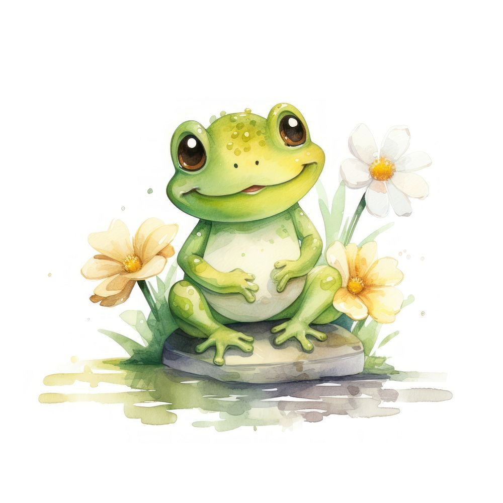 Frog hugging flower animal amphibian | Free Photo Illustration - rawpixel