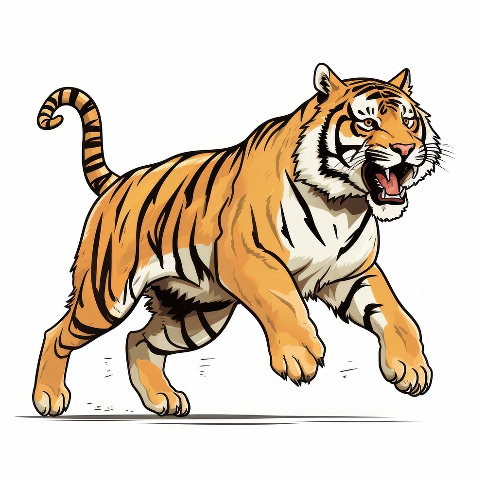 Tiger wildlife drawing cartoon. | Free Photo Illustration - rawpixel