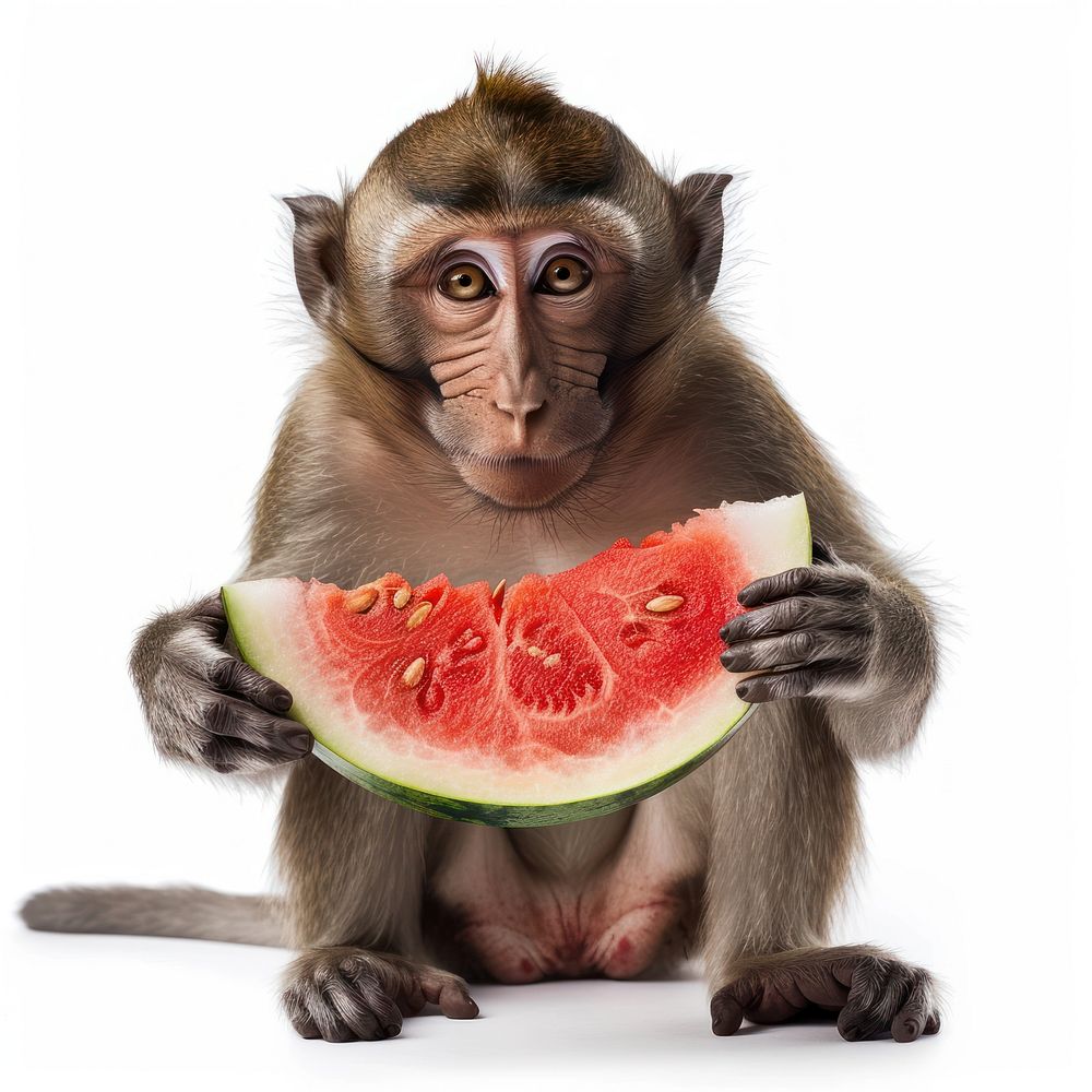 Monkey holding watermelon animal mammal | Premium Photo - rawpixel