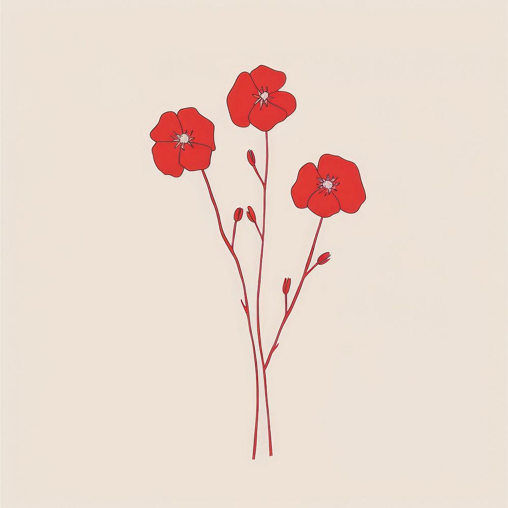 Illustration simple red flowers drawing | Premium Photo Illustration ...