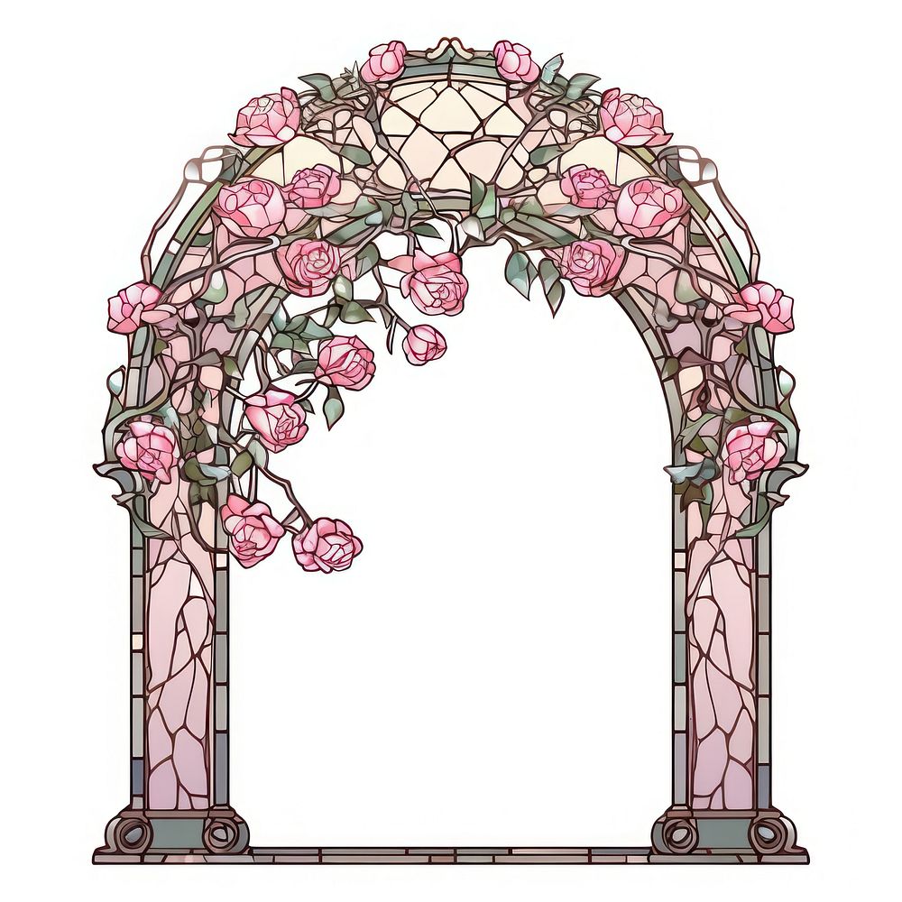 Arch art nouveau pink Rose | Free Photo Illustration - rawpixel