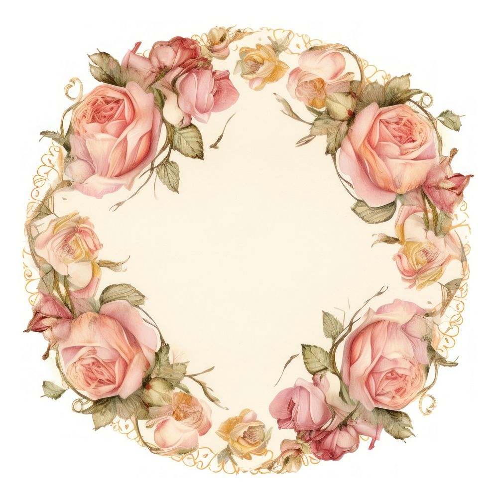 Vintage rose circle frame pattern | Free Photo Illustration - rawpixel