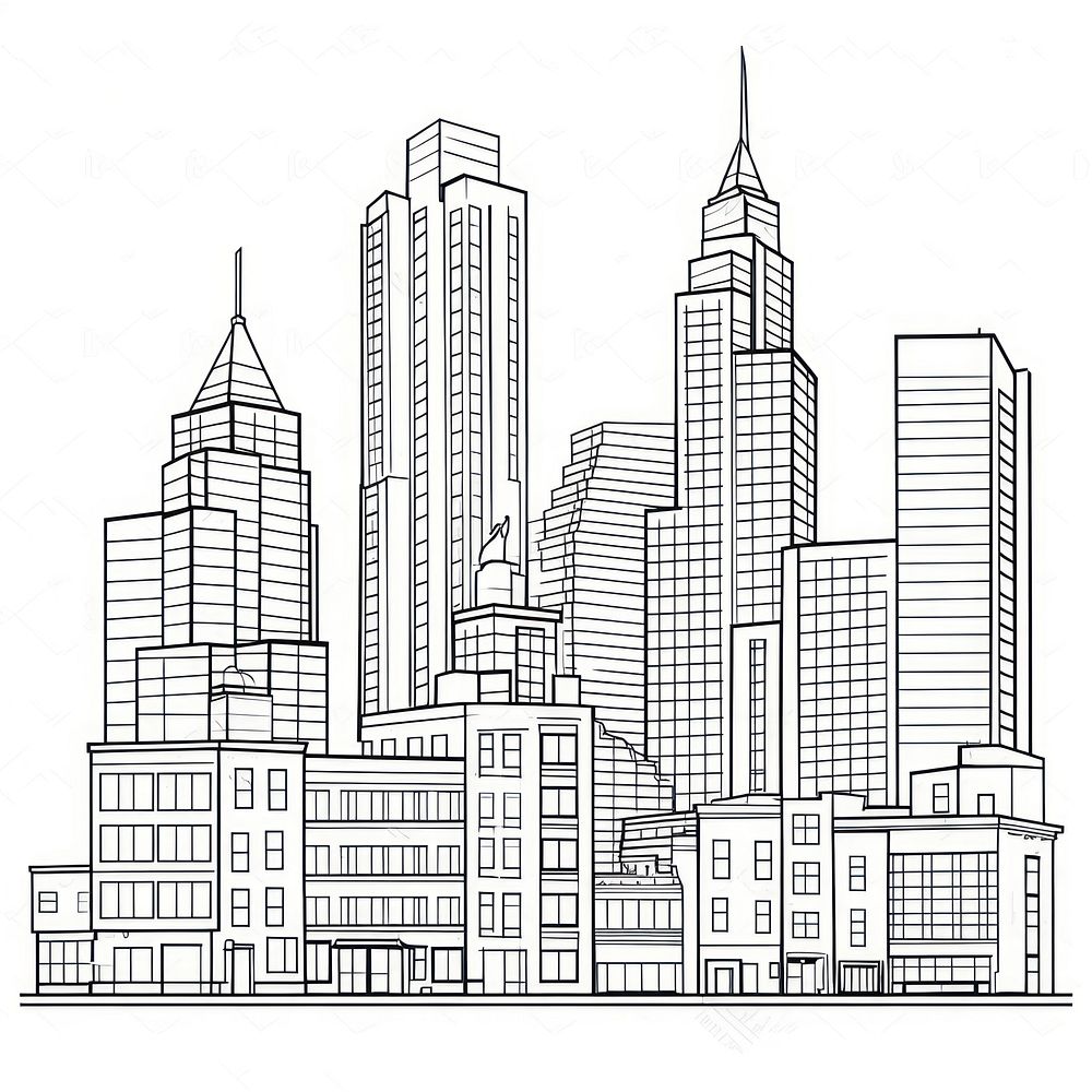 Buildings sketch architecture metropolis. | Free Photo Illustration ...