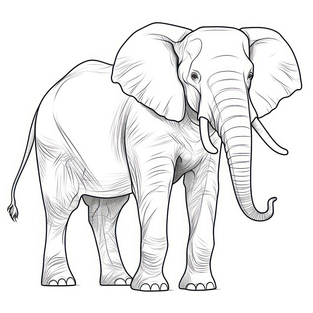 Elephant sketch drawing animal. | Free Photo Illustration - rawpixel