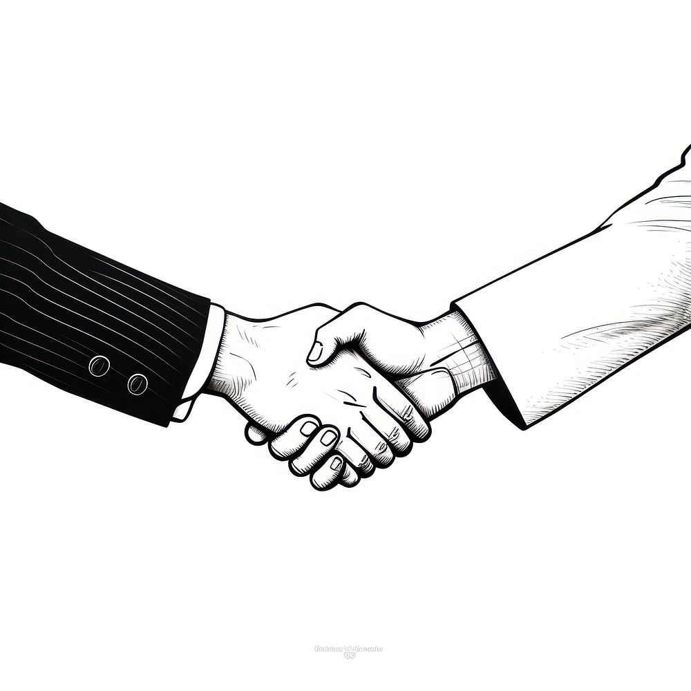 Handshake sketch line monochrome. | Free Photo Illustration - rawpixel