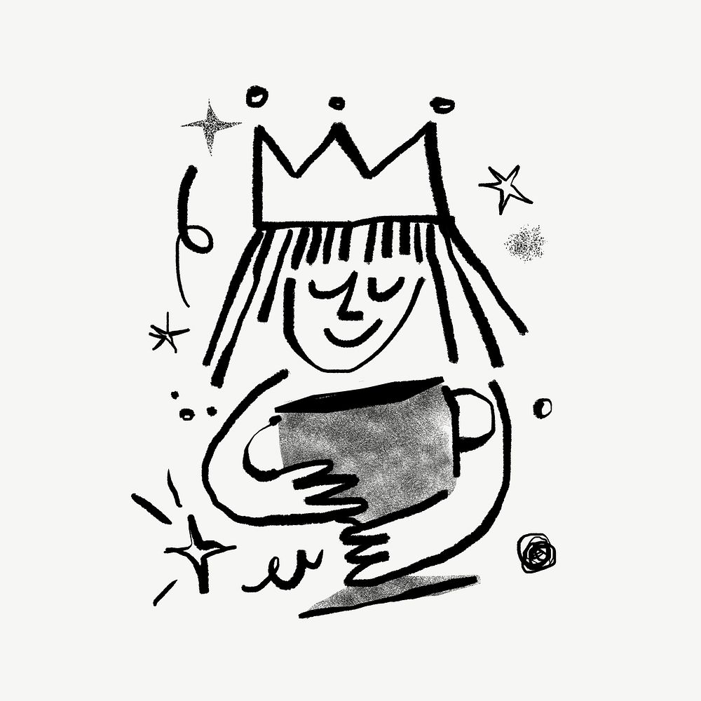 Girl trophy sketchy character doodle | Free Photo Illustration - rawpixel