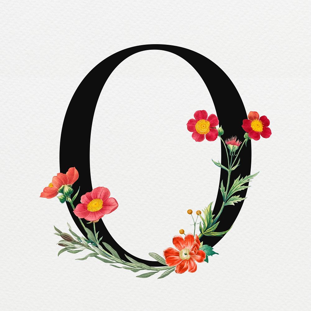 Floral letter O digital art | Free Photo Illustration - rawpixel