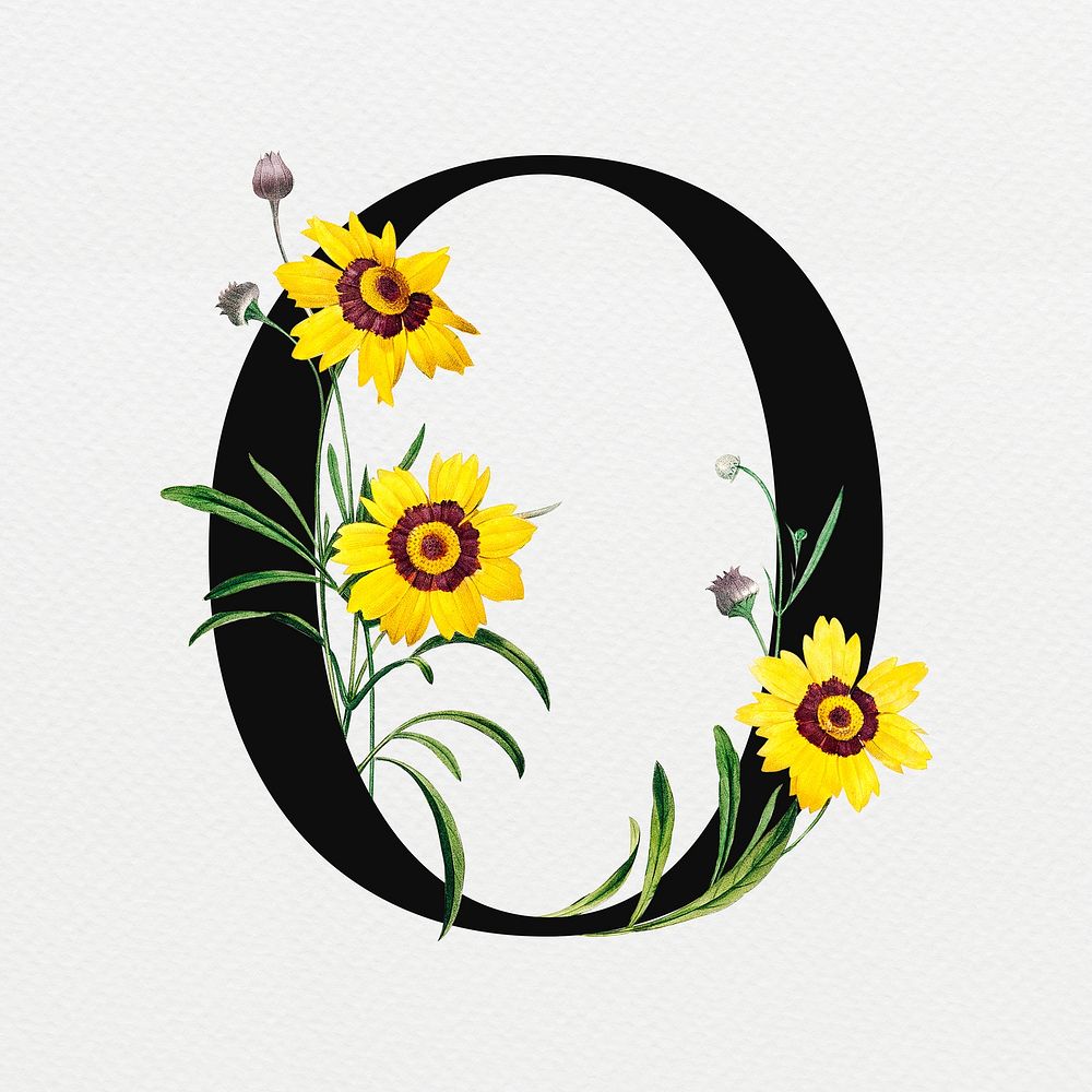 Floral letter O digital art | Free Photo Illustration - rawpixel