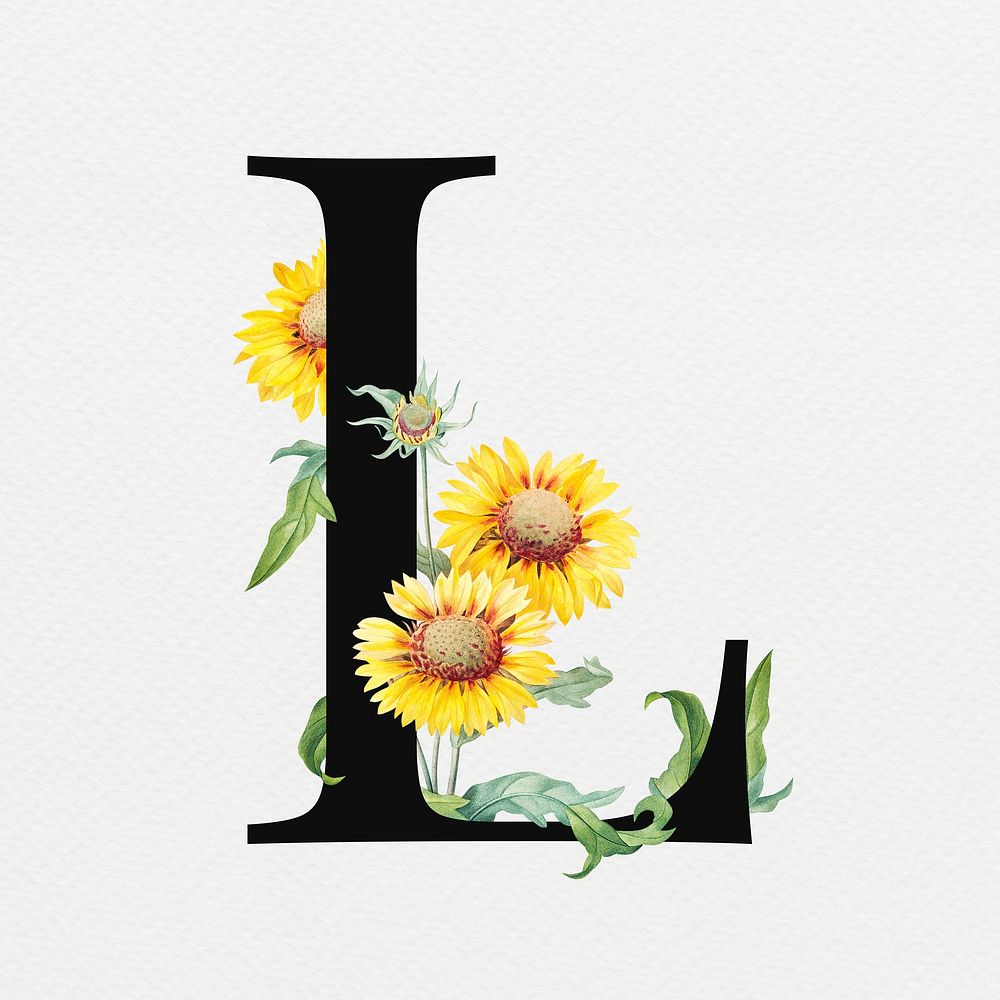 Floral letter L digital art | Free Photo Illustration - rawpixel