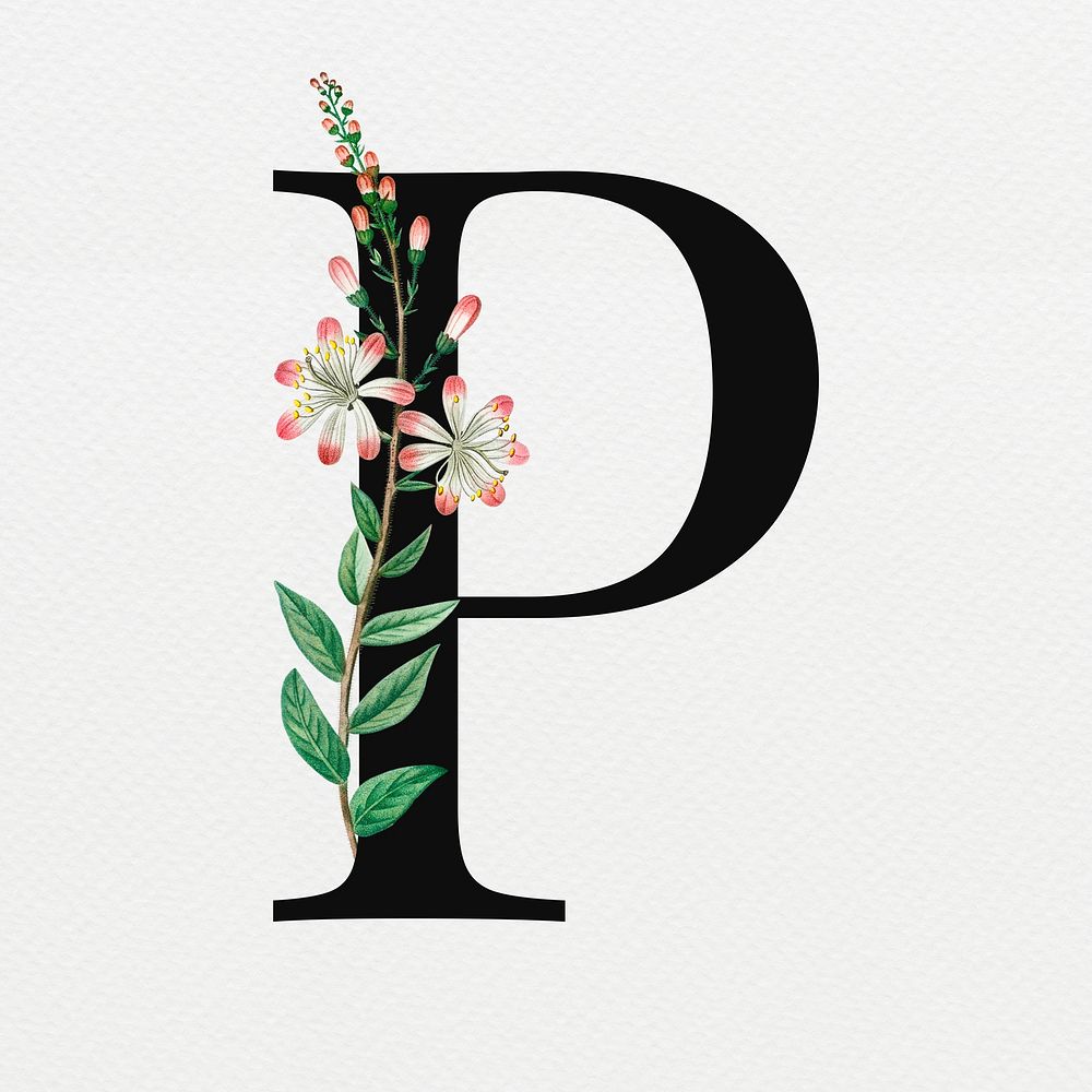 Floral letter P digital art | Free Photo Illustration - rawpixel
