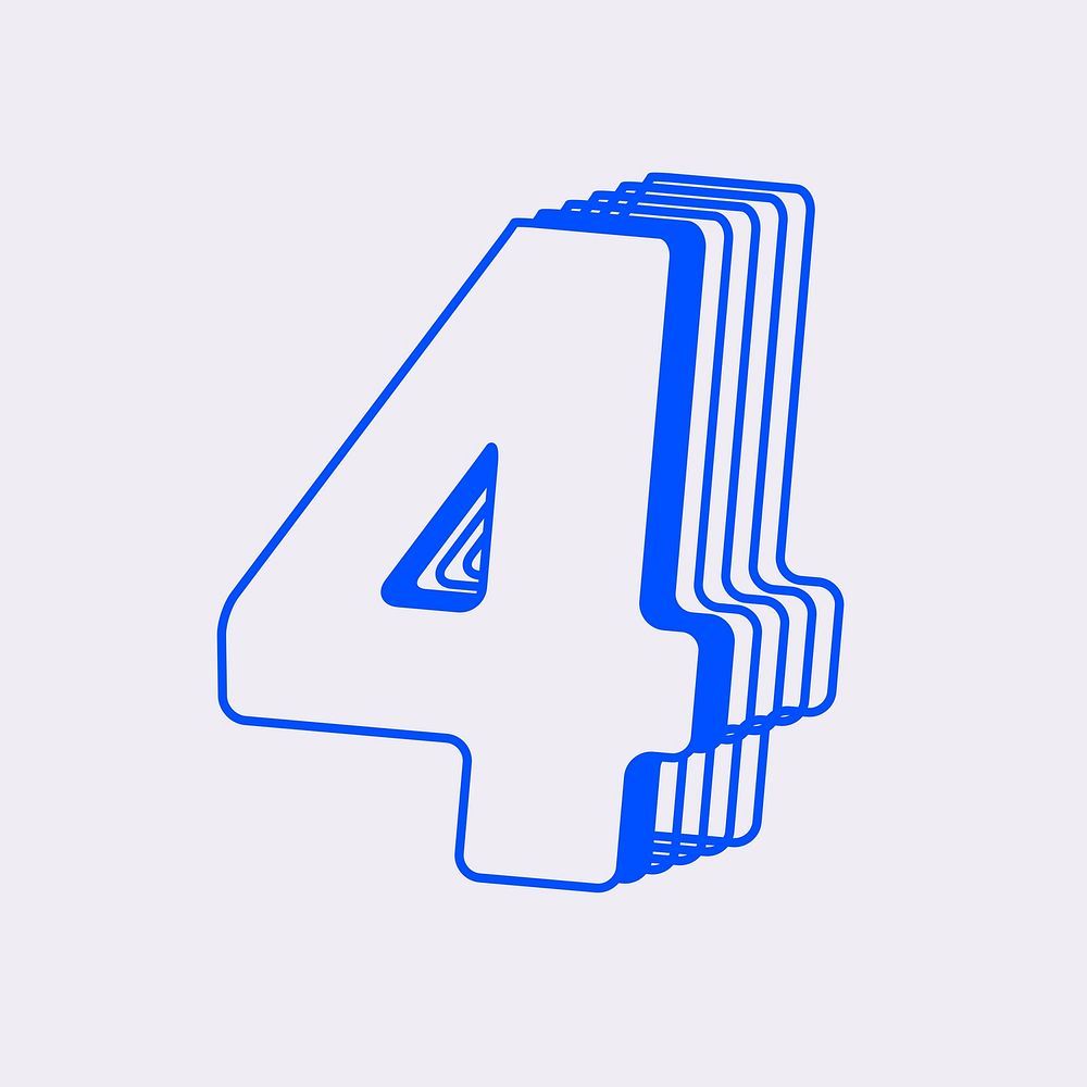 Blue layered number 4 illustration | Free Photo Illustration - rawpixel