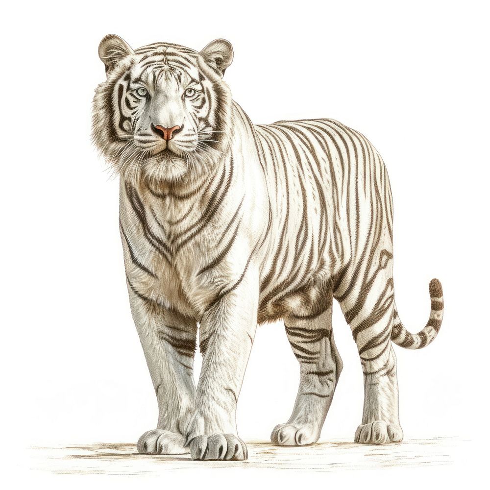 Vintage drawing white tiger sketch | Premium Photo Illustration - rawpixel