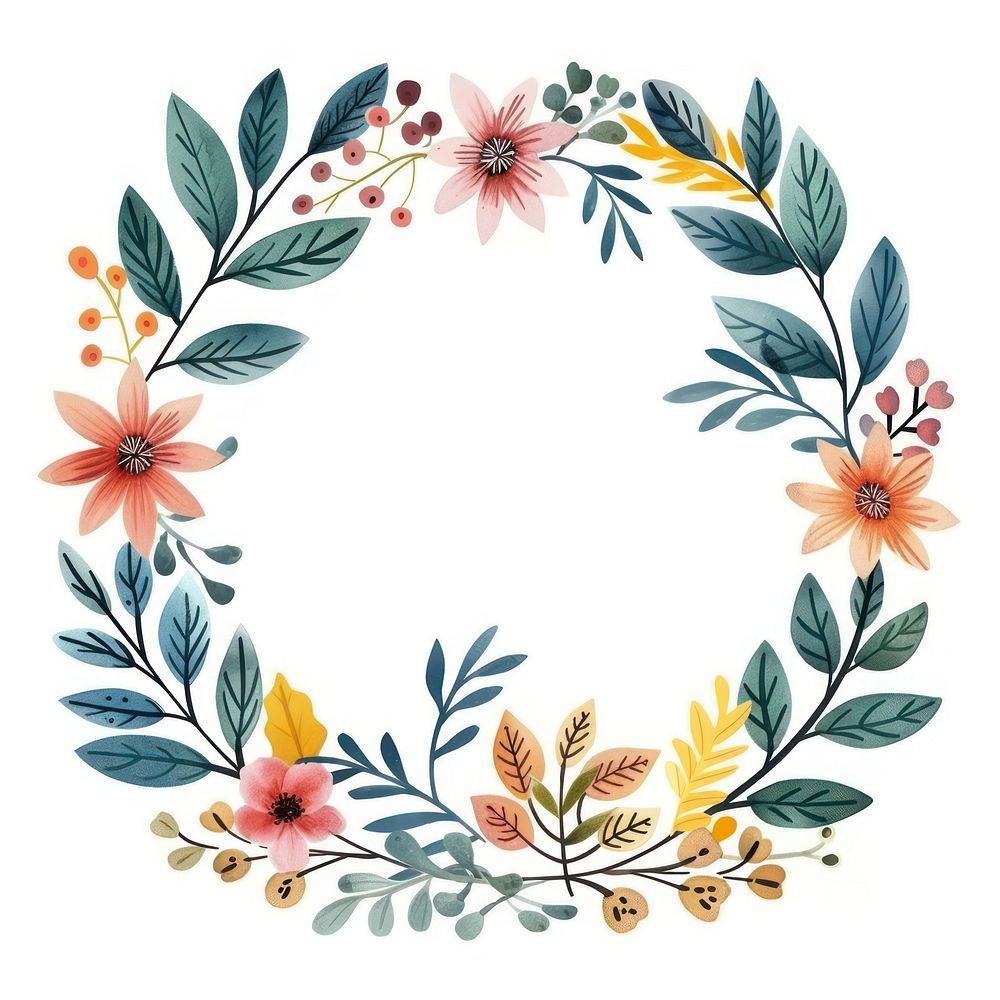 Flower leaves circle border pattern | Free Photo Illustration - rawpixel