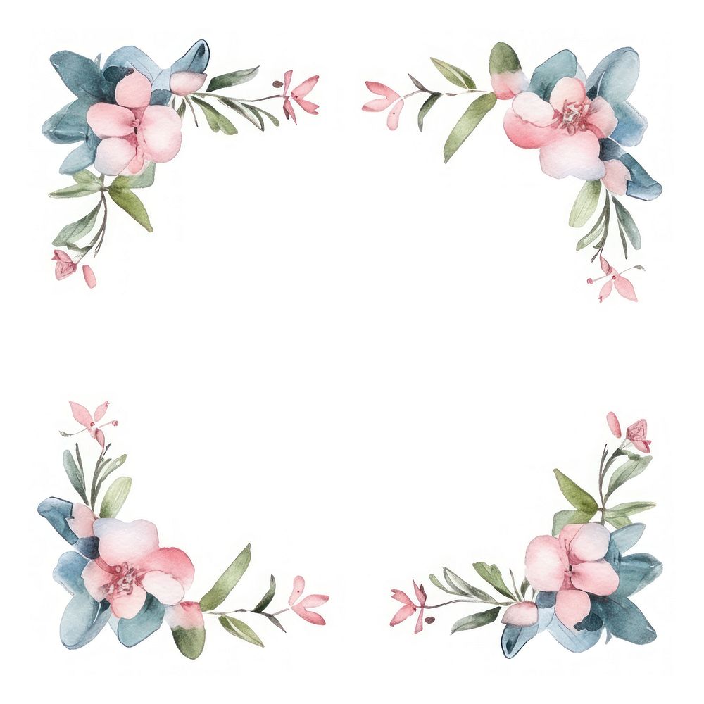 Flower square border pattern wreath | Free Photo Illustration - rawpixel