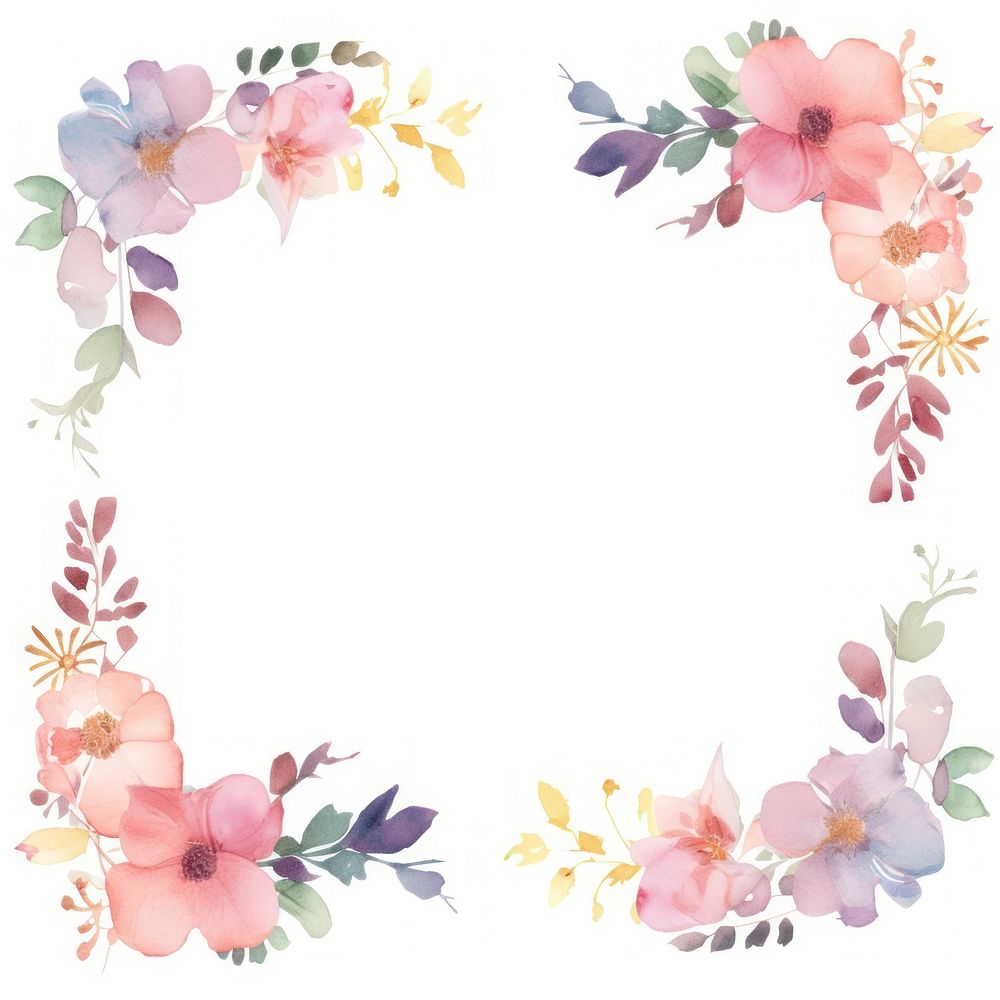 Flower square border pattern wreath | Free Photo Illustration - rawpixel