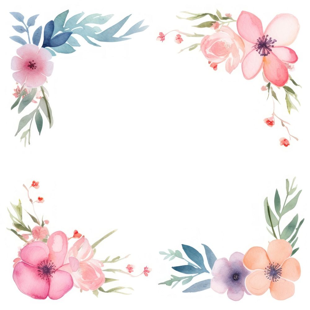 Flower square border pattern wreath | Free Photo Illustration - rawpixel