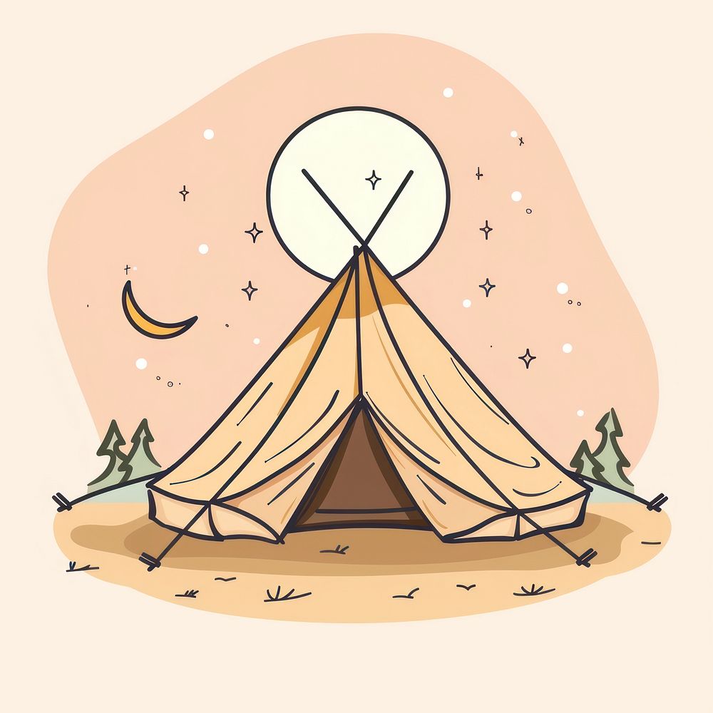 Cartoon tent outdoors camping nature. | Premium Photo Illustration ...