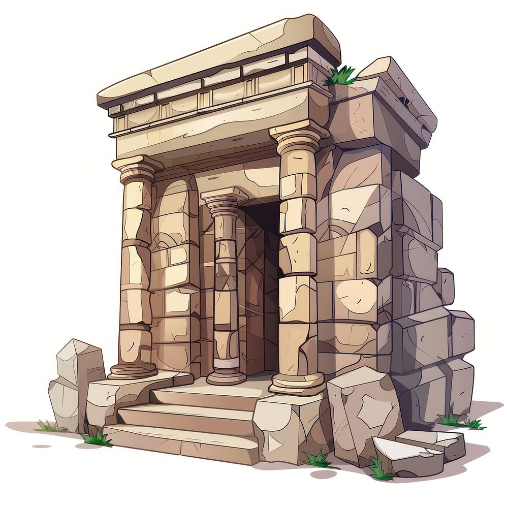Cartoon ancient ruins architecture building | Premium Photo ...